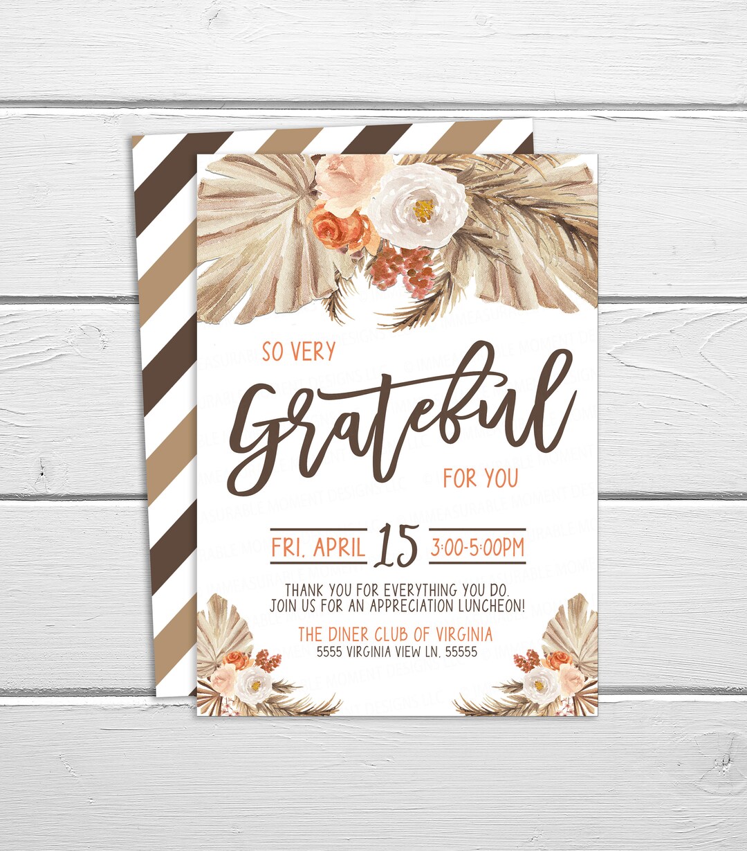 Appreciation Dinner Lunch Invitation, Editable Printable Grateful ...