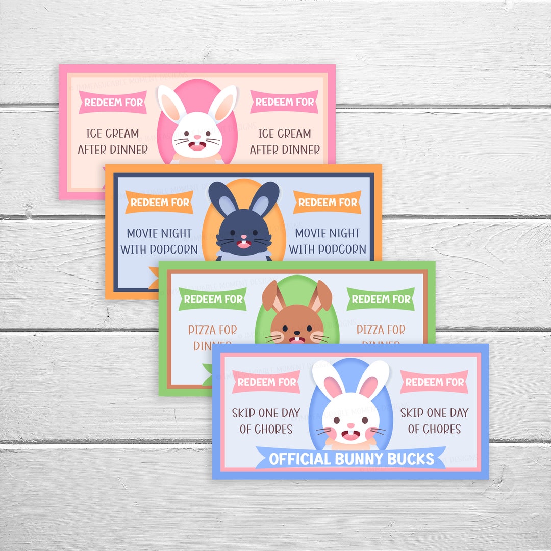 Editable Easter Bunny Bucks, Printable Easter Egg Hunt Coupons, Easter ...