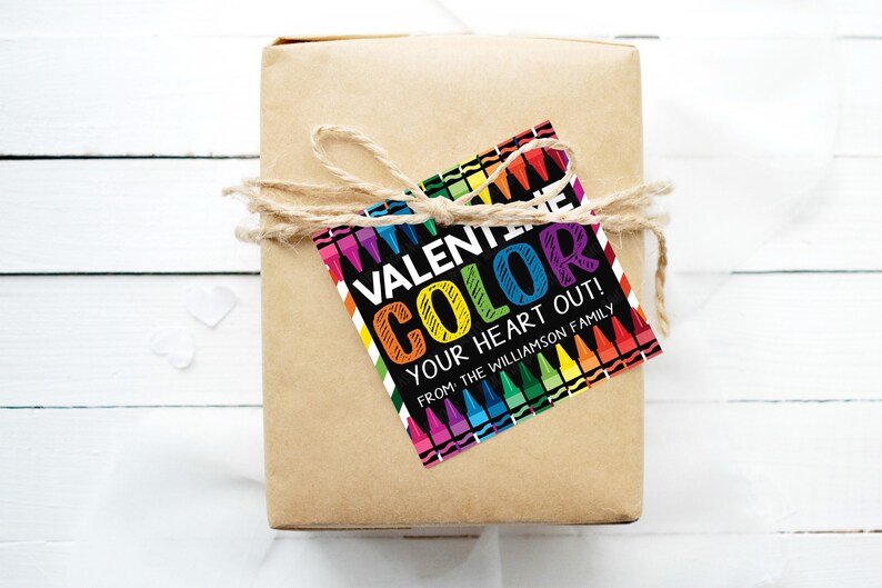 Paper, Party & Kids Papercraft Editable Color Your Heart Out Tag Crayon ...