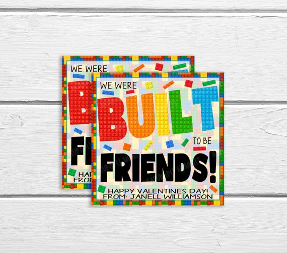 Valentine Building Block Gift Tags, Editable Boy Girl Toy Gift Tag, DIY ...