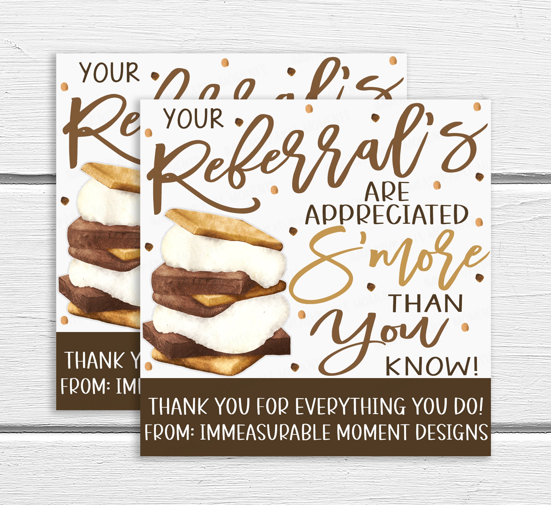 S'more Referral Appreciation Gift Tag Editable Template - Etsy