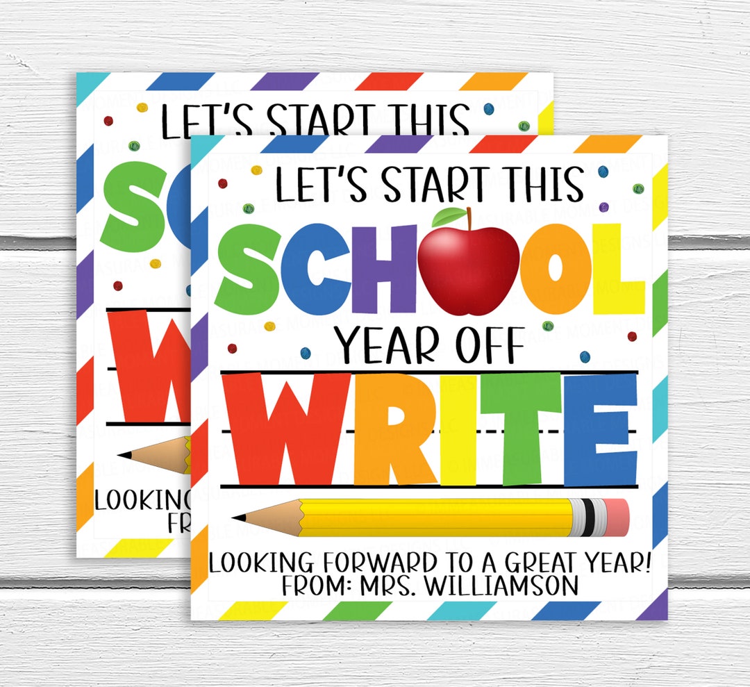 Back to School Pencil Gift Tags, Start the School Year off Write, Pen ...