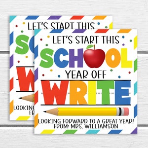 Back to School Pencil Gift Tags, Start the School Year off Write, Pen ...