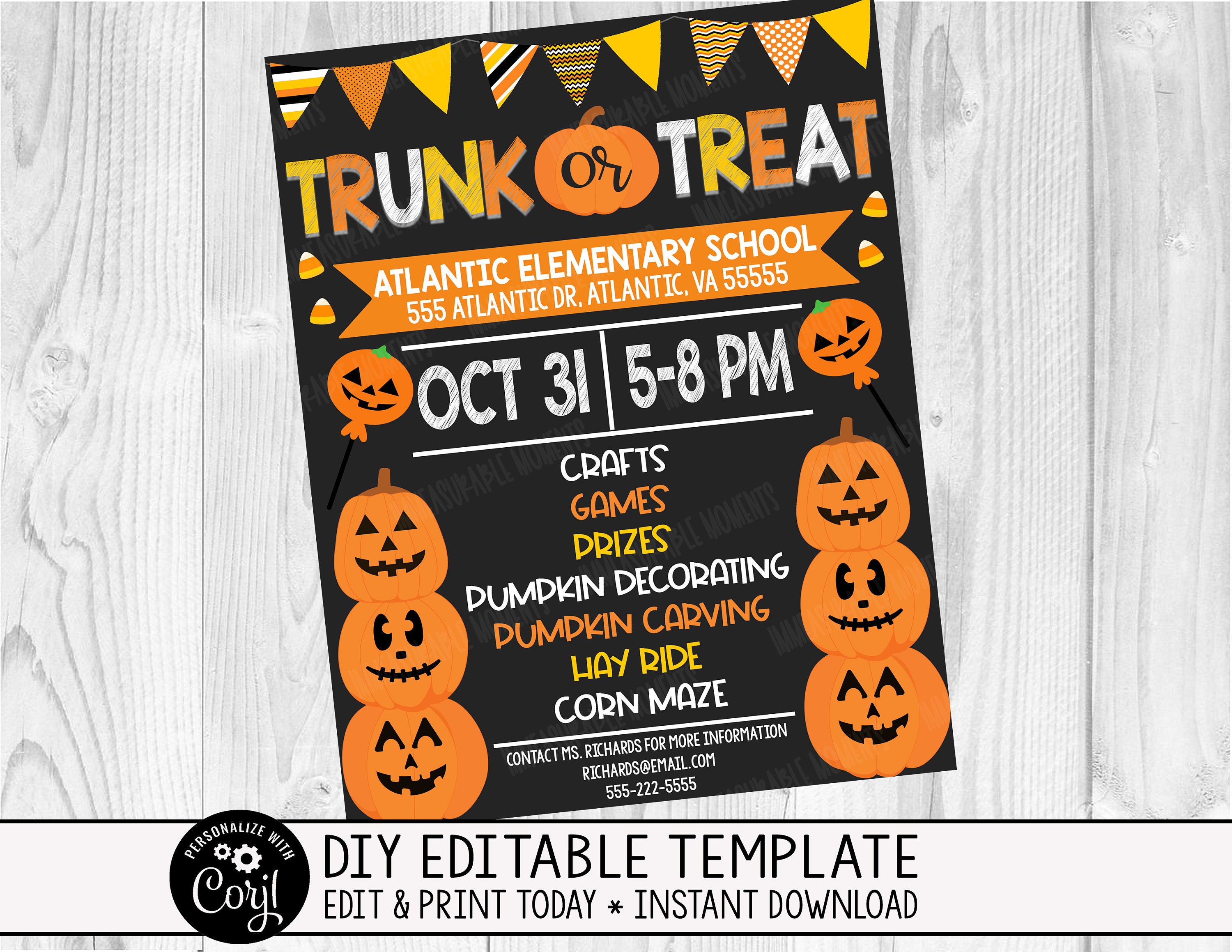 EDITABLE Trunk or Treat Flyer Invitation Kids Halloween - Etsy