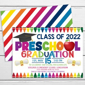 Preschool Graduation Invitation, Prek Announcement Celebration Party ...