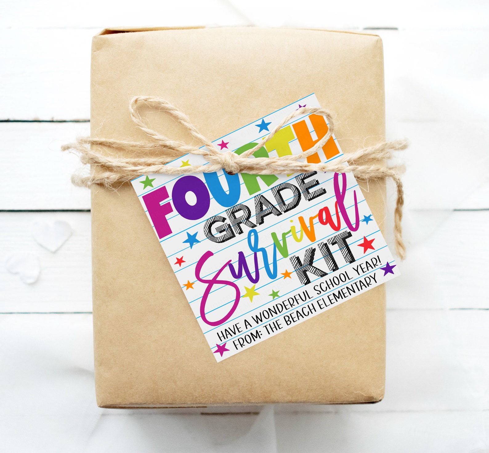 Fourth Grade Survival Kit Gift Tag, 4th Grade Printable Editable Label ...