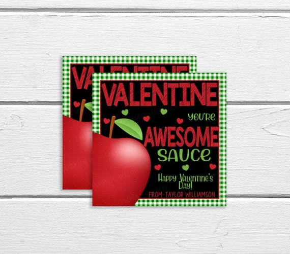 Valentine Applesauce Gift Tags, Editable Applesauce Pouch Label, You're ...