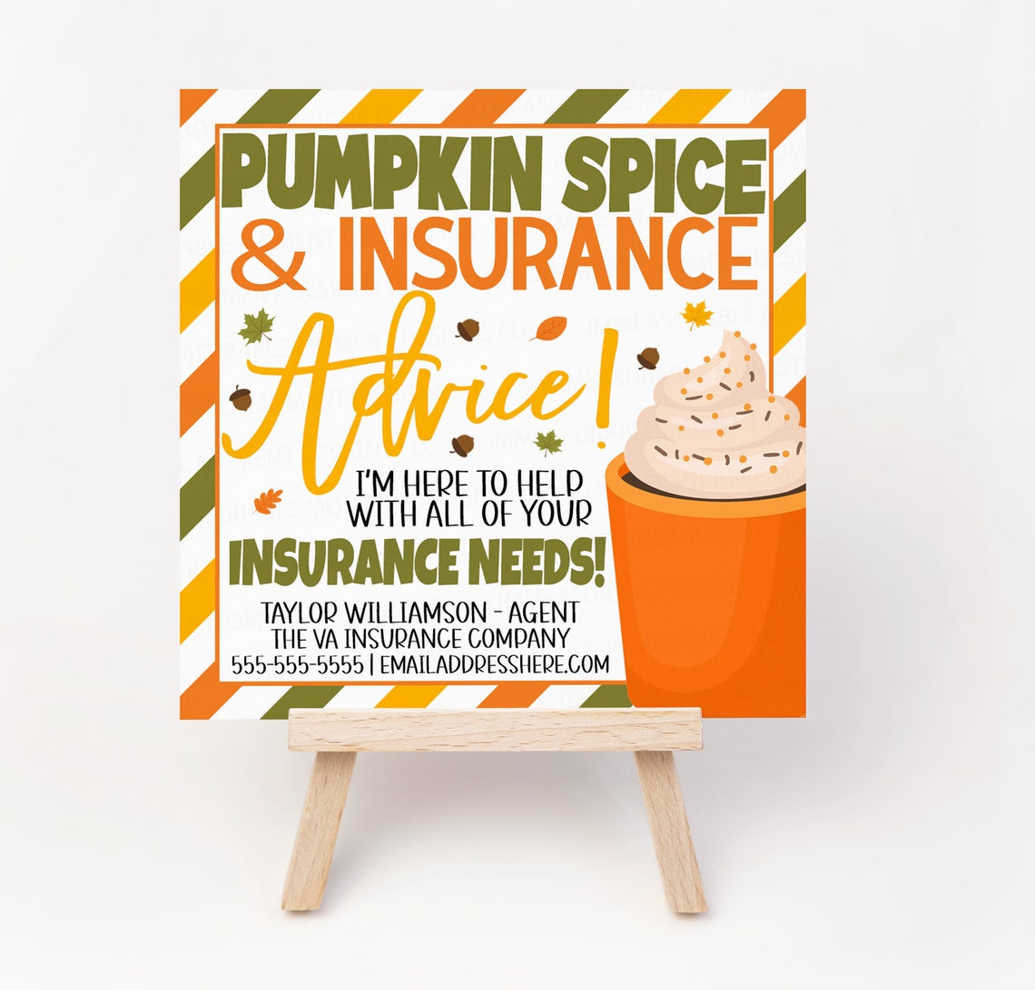 Fall Insurance Marketing Gift Tags Pumpkin Spice & Insurance - Etsy