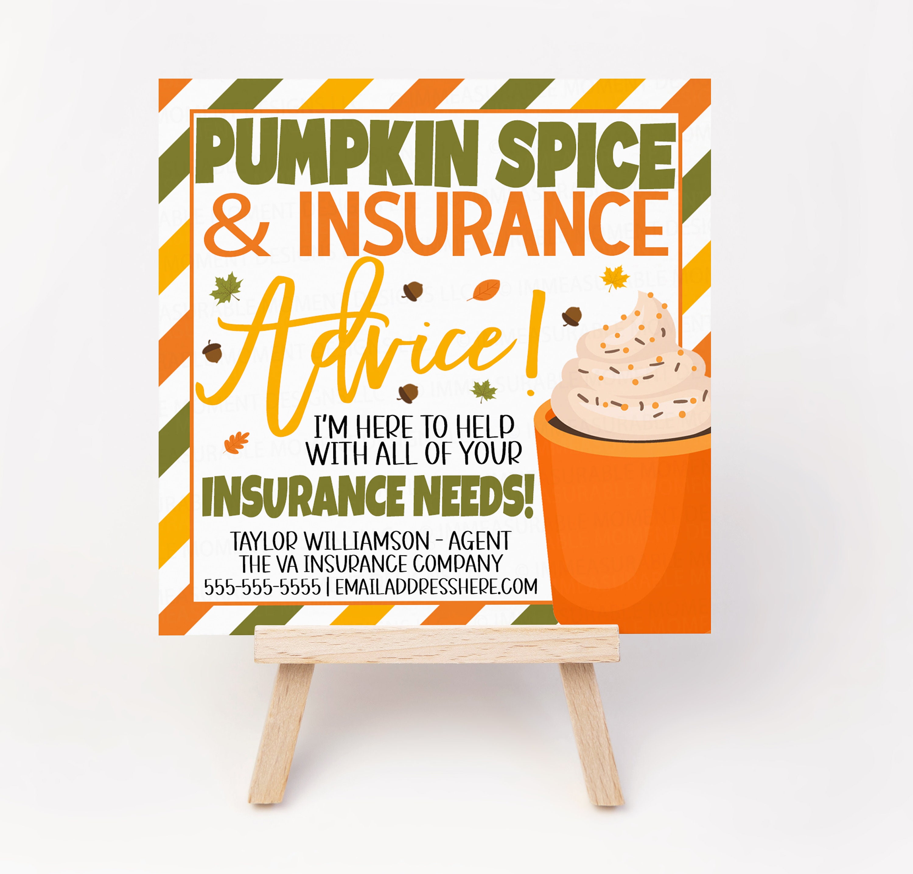 Fall Insurance Marketing Gift Tags Pumpkin Spice & Insurance - Etsy