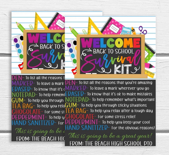 Welcome Back To School Survival Kit Gift Tag, Gift For Teachers Staff ...