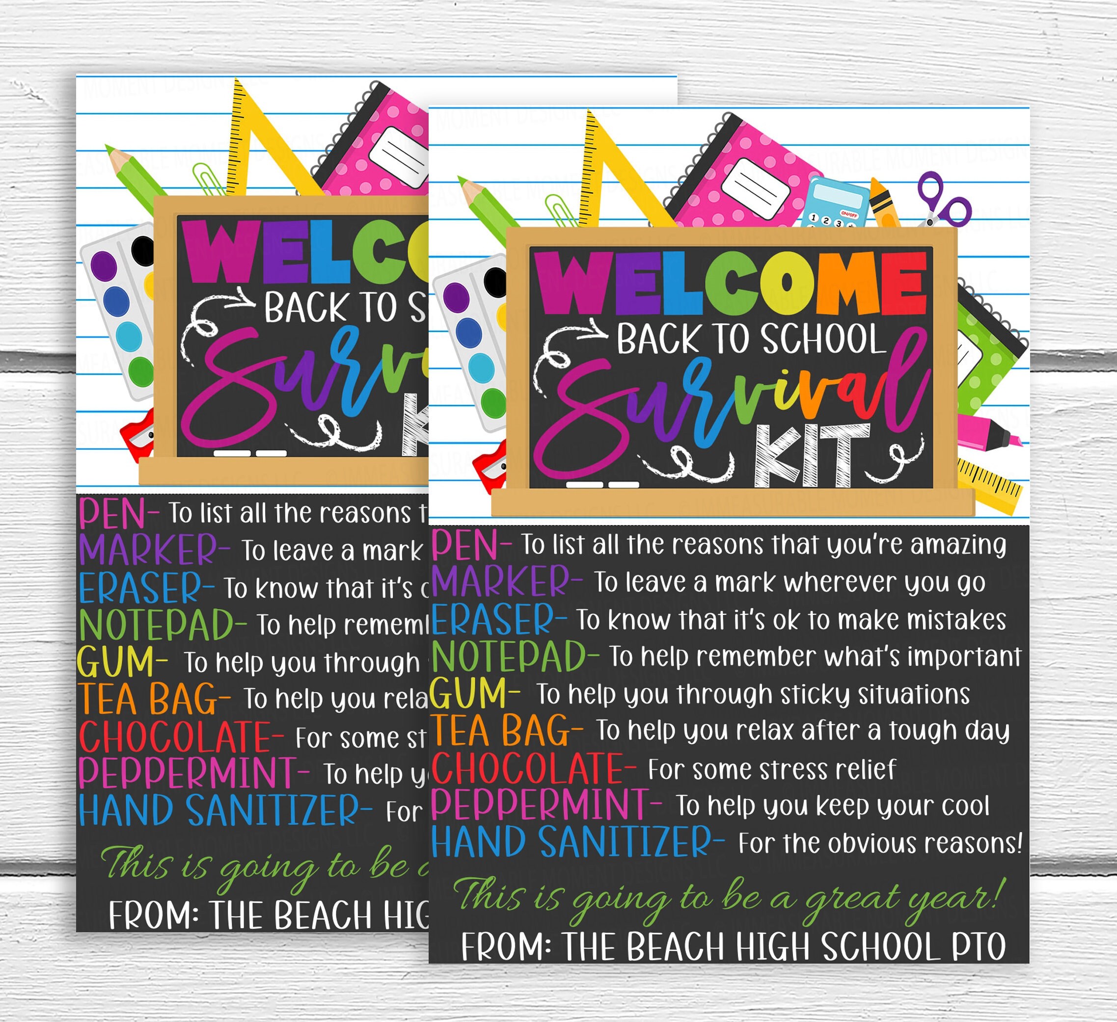 Welcome Back to School Survival Kit Gift Tag, Gift for Teachers Staff ...