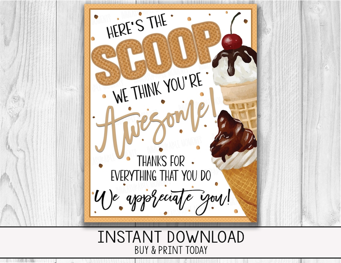 Ice Cream Party Appreciation Sign, Employee Teacher Nurse Medical ...