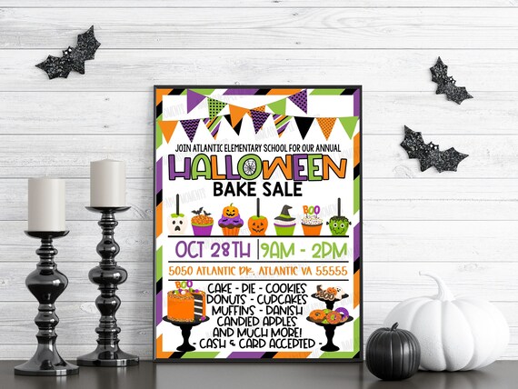 EDITABLE Halloween Bake Sale Flyer Invitation, Kids Halloween Bake Sale ...
