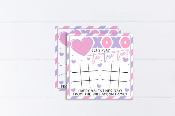 Valentine Tic Tac Toe Gift Tag, Editable Kids Valentine Tag, Game Candy ...