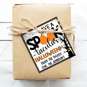 EDITABLE Halloween Gift Tag Spook-tacular Gift Tag Digital | Etsy