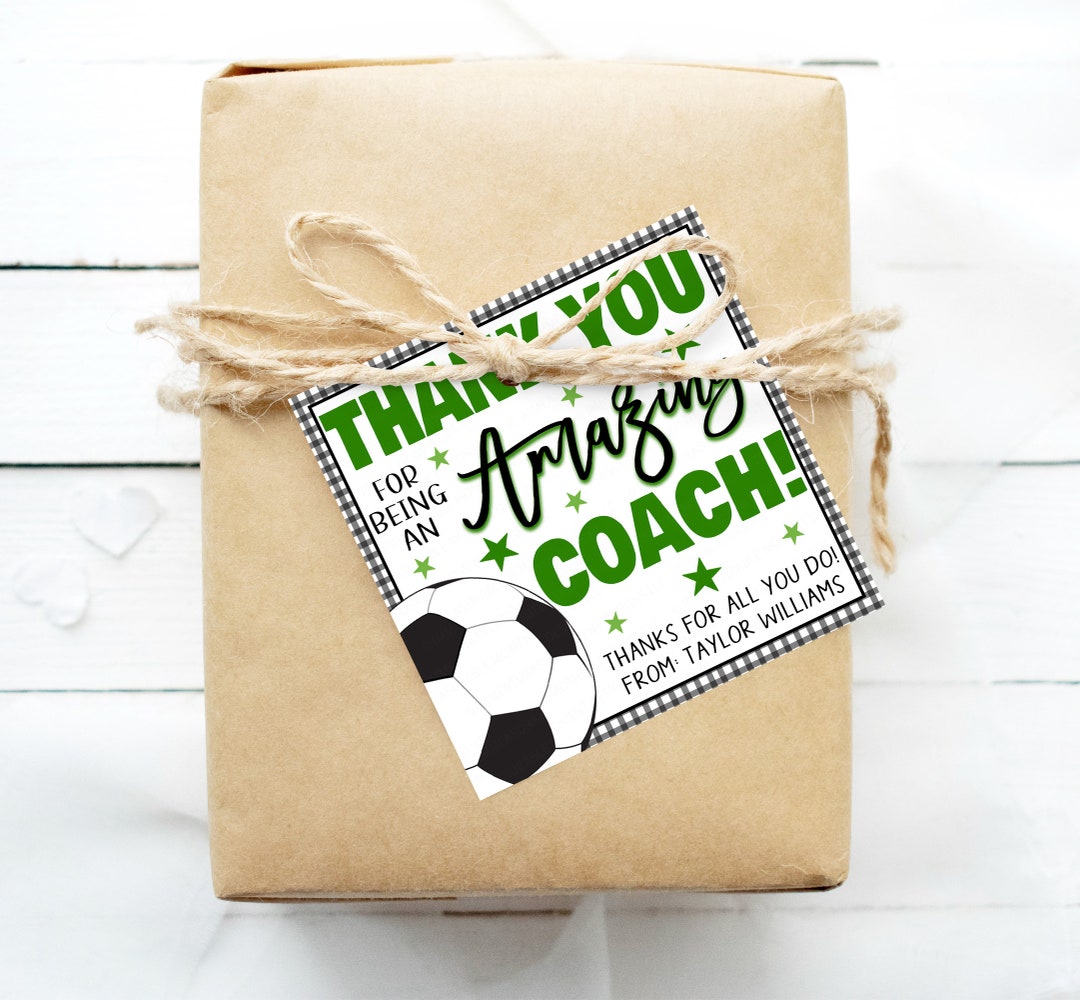Soccer Coach Gift Tags, Thank You for Being an Amazing Coach, Sports ...