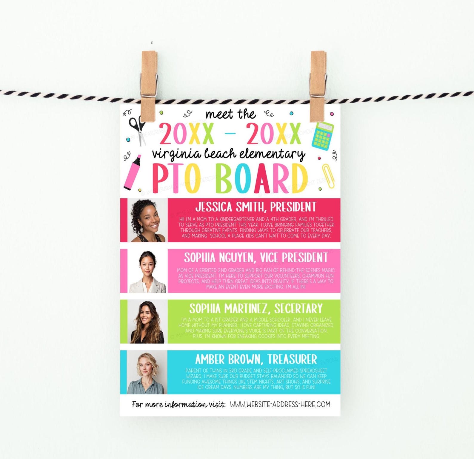 Meet the PTO PTA Flyer, Editable Printable Board Introduction, Officer ...