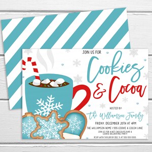 Editable Cookies and Cocoa Invitation, Birthday Cookie Hot Chocolate ...