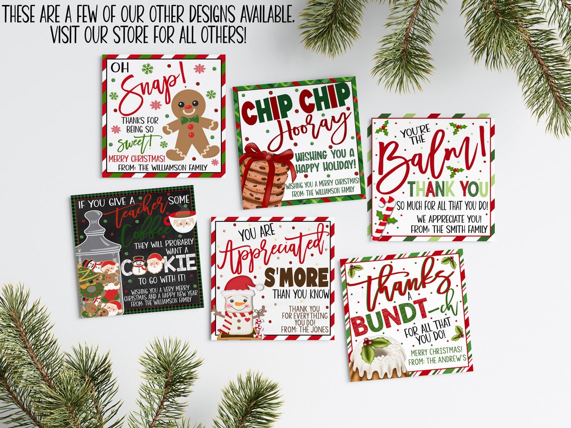 Christmas S'more Appreciation Gift Tag, Editable Employee Teacher Nurse ...