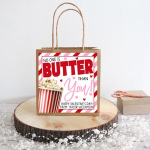 Valentine's Popcorn Gift Tag, No One is Butter Than You, Valentine ...