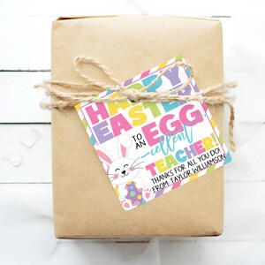 Easter Teacher Gift Tag, Thank You Label, Happy Easter to an Egg ...