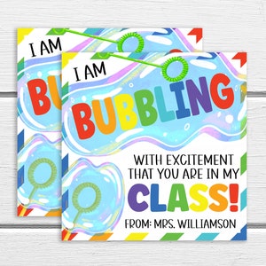 Back to School Bubbles Gift Tags, Bubbling With Excitement, Gift for ...