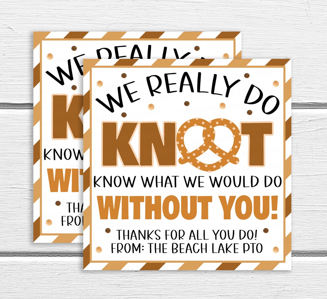 Pretzel Gift Tag We Do Knot Know What We Would Do Without - Etsy