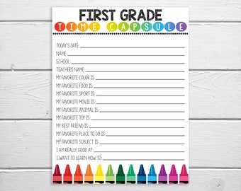 Time Capsule Printable, Kids Student Memory Sheet, School Questionnaire ...