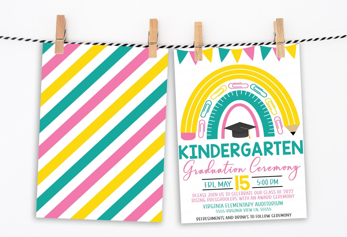 Editable Kindergarten Graduation Celebration Invitation Prek | Etsy
