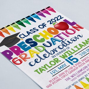 Preschool Graduation Celebration Invitation, Prek Announcement Party ...
