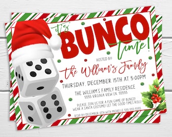 EDITABLE Christmas Bunco Party Invitation Holiday Merry Bunco - Etsy