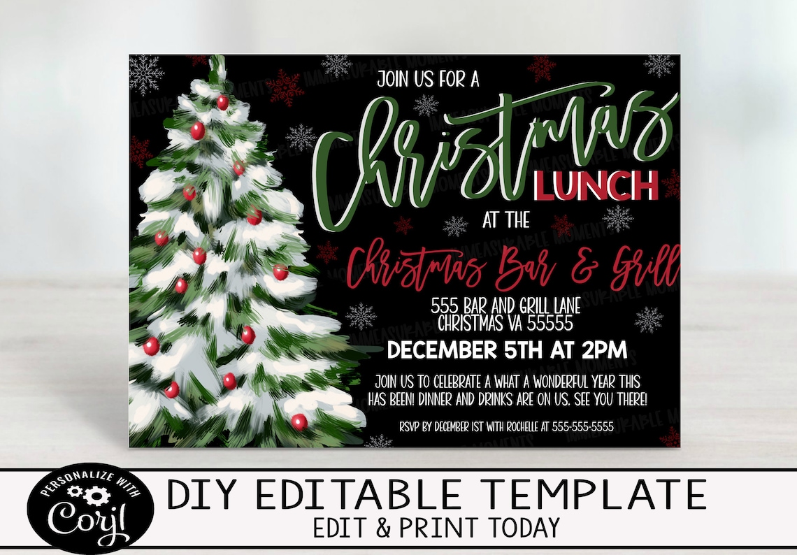 Christmas Lunch Invitation Card Employee Business Work Fall - Etsy
