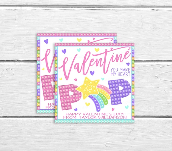 Valentine Pop It Gift Tags, Editable Star Pop It Gift Tag, Fidget Tag ...