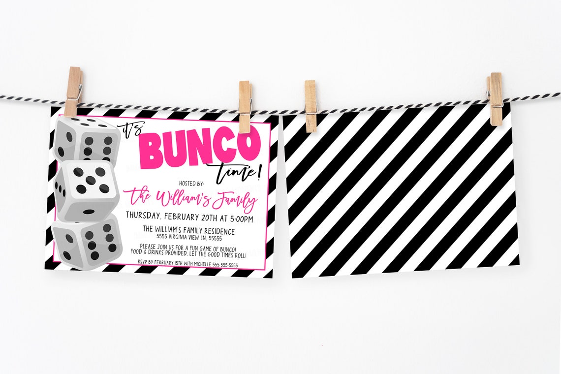 Bunco Night Invitation Flyer, Editable Bunco Dice Party, Breast Cancer ...