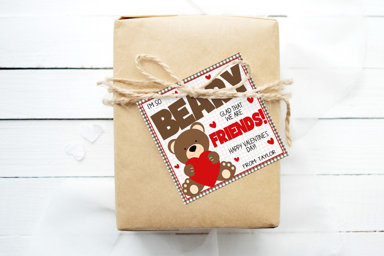 Valentine Gummy Bear Candy Tag, Editable Beary Glad We Are Friends ...