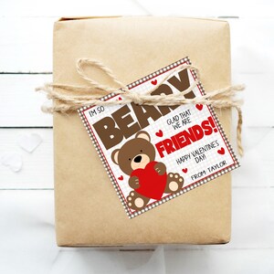 Valentine Gummy Bear Candy Tag, Editable Beary Glad We Are Friends ...