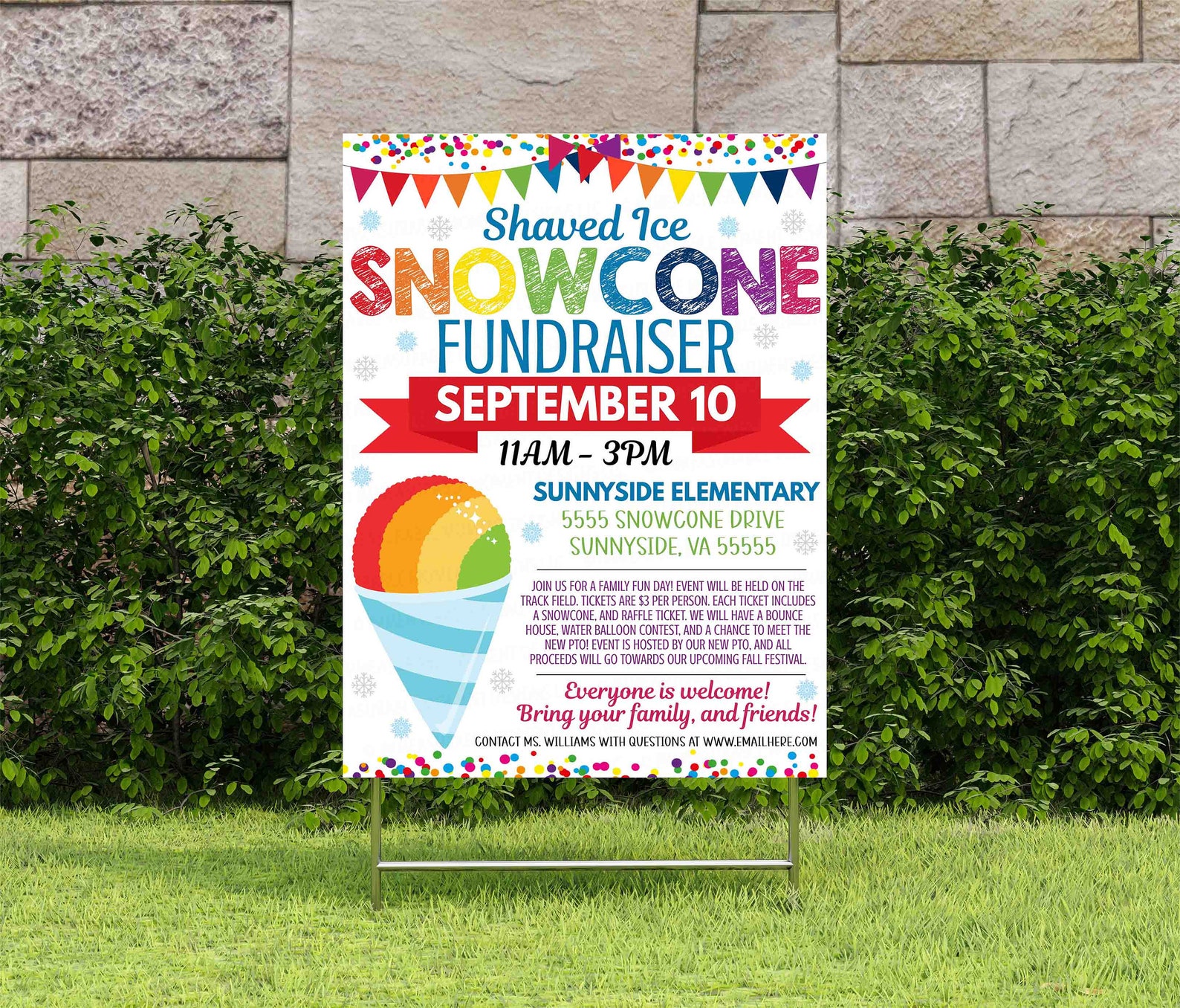 Editable Snowcone Flyer Invitation, Snow Cone PTO PTA School Church ...