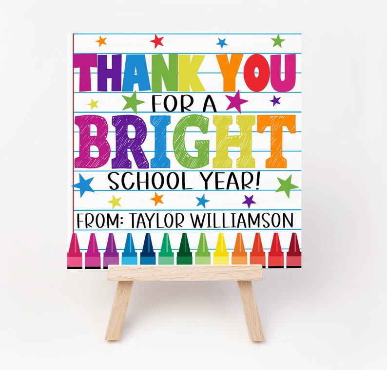 End of School Gift Tag, Thank You for A Bright School Year, Last Day of ...