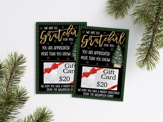 Holiday Appreciation Gift Card Holder, Editable Thank You Employee ...