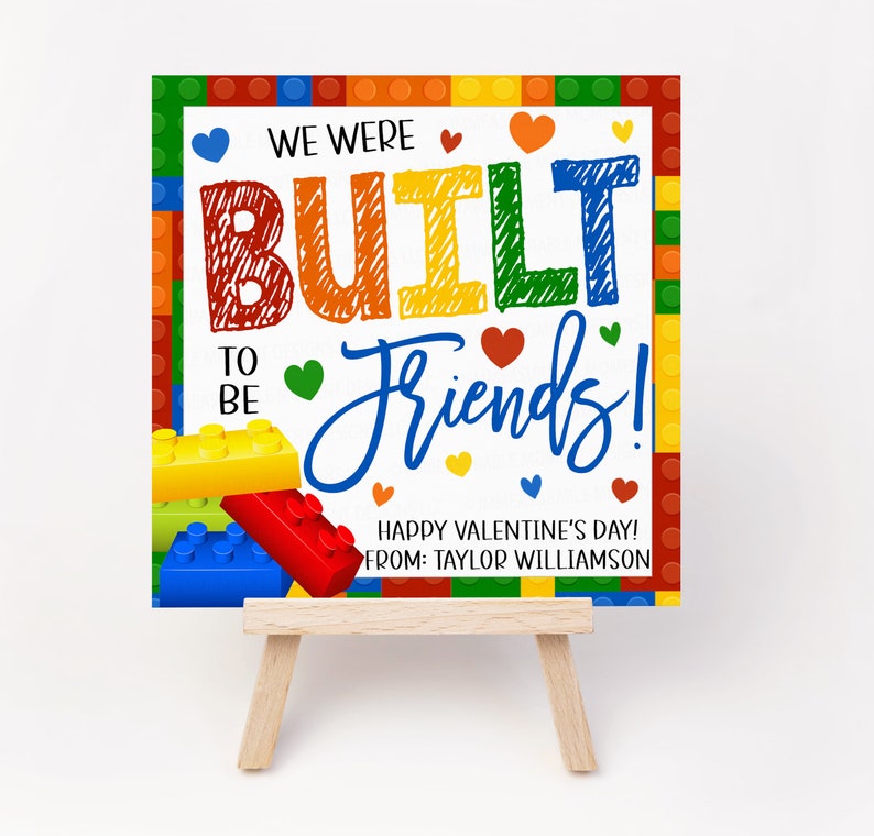 Valentine Building Blocks Gift Tag, Awesome Built to Be Friends, Gift ...