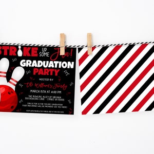 Bowling Graduation Party Invitation, Bowling Party Card, Adult Party ...