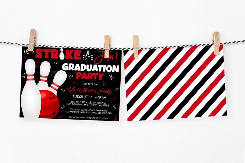 Bowling Graduation Party Invitation Bowling Party Card Adult - Etsy