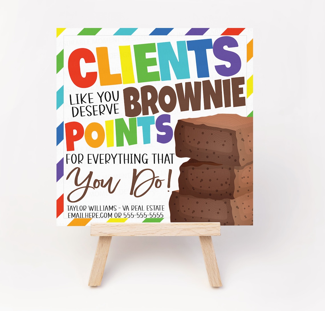 Client Appreciation Gift Tags, Clients Deserve Brownie Points Label ...