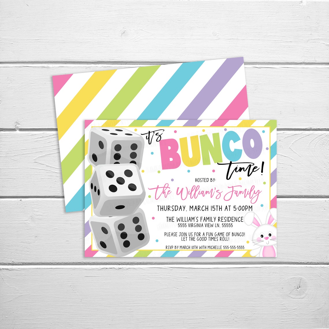 Easter Bunco Night Invitation Flyer Editable Spring Bunco - Etsy