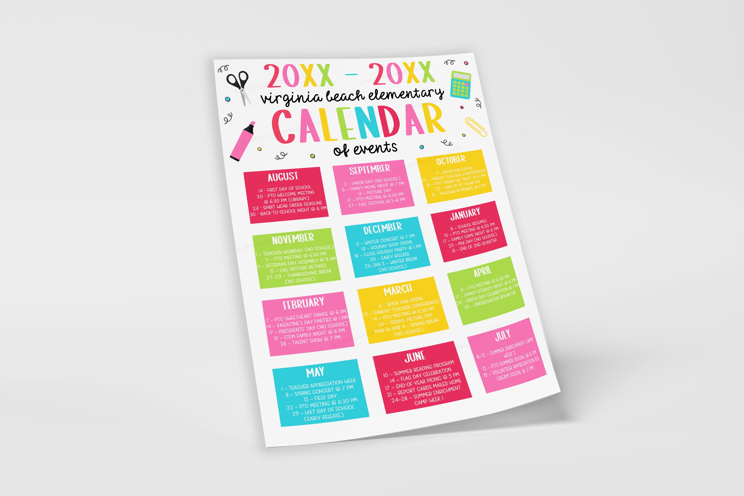 Editable PTO PTA School Calendar Flyer Template, DIY Monthly & Yearly ...