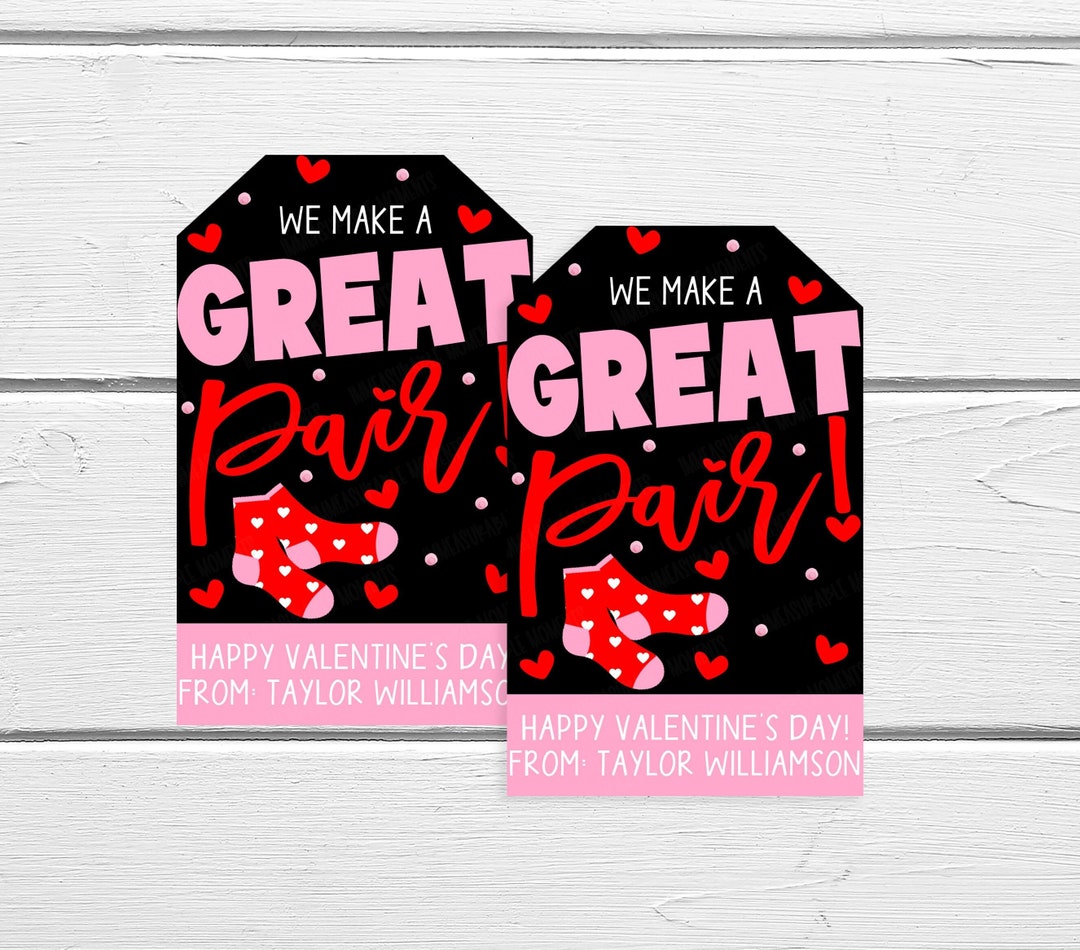 Valentine's Day Sock Gift Tags, Editable Fuzzy Socks, Mani Pedi Gift ...