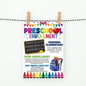 Preschool Enrollment Registration Flyer, Editable Printable Pre-k Open ...