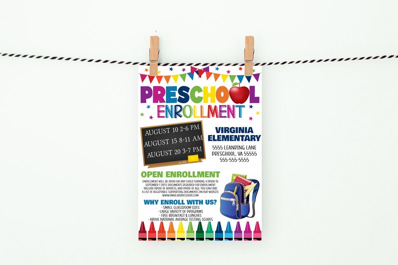 Preschool Enrollment Registration Flyer, Editable Printable Pre-k Open ...