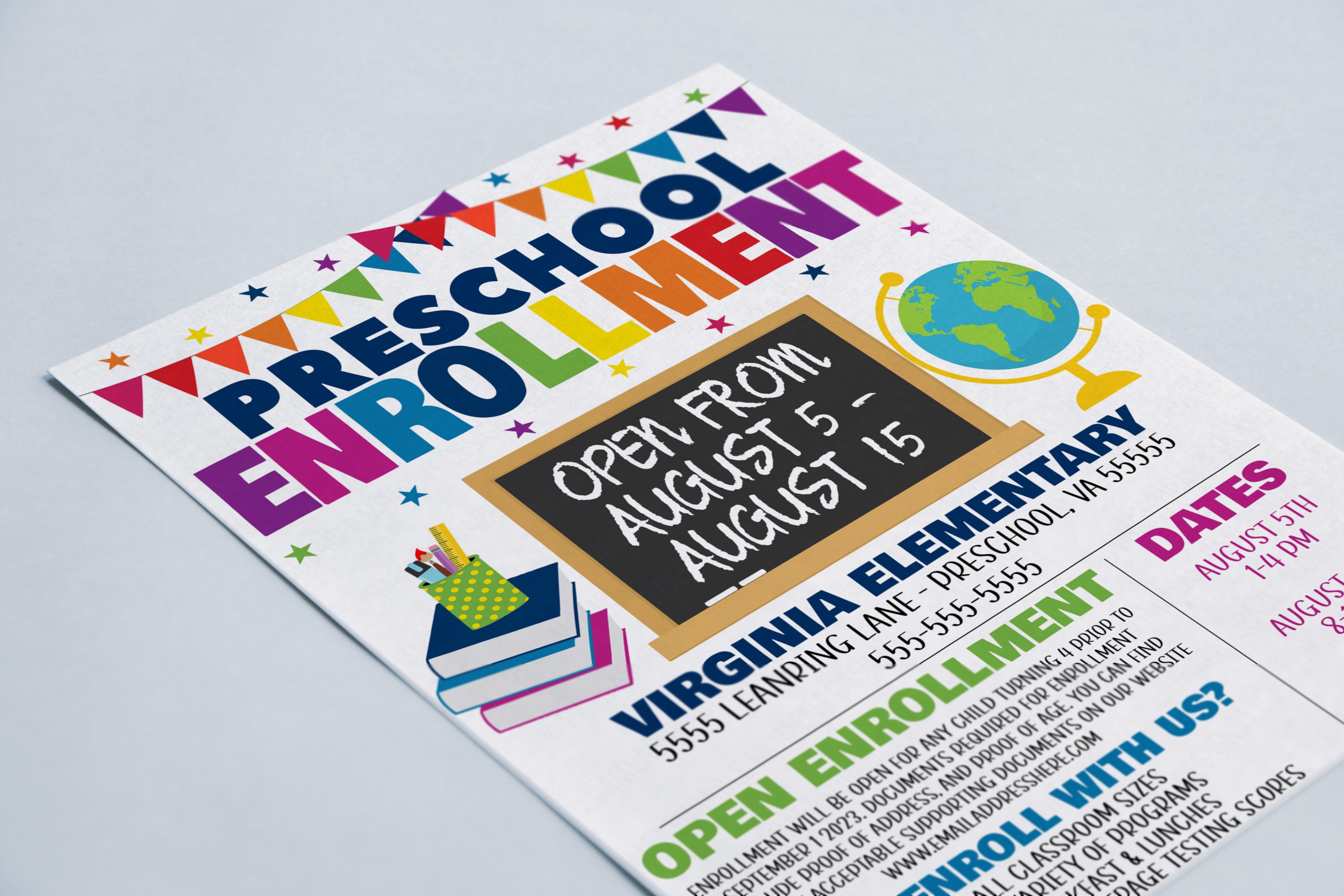 Preschool Enrollment Registration Flyer Any Grade Editable - Etsy