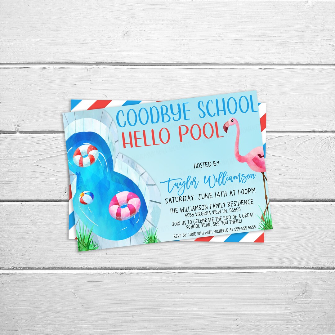Goodbye School Hello Pool Invitation End of School Year Party - Etsy